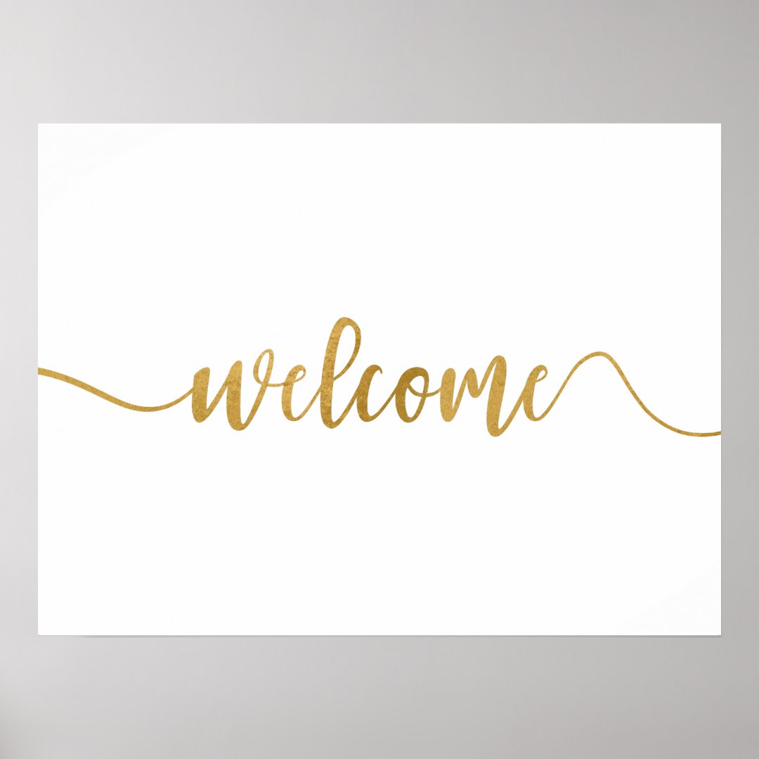 Simple gold calligraphy Welcome Sign | Zazzle