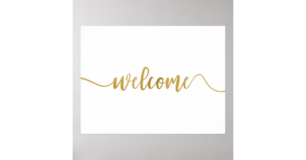 Simple gold calligraphy Welcome Sign | Zazzle