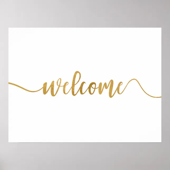 Simple gold calligraphy Welcome Sign | Zazzle