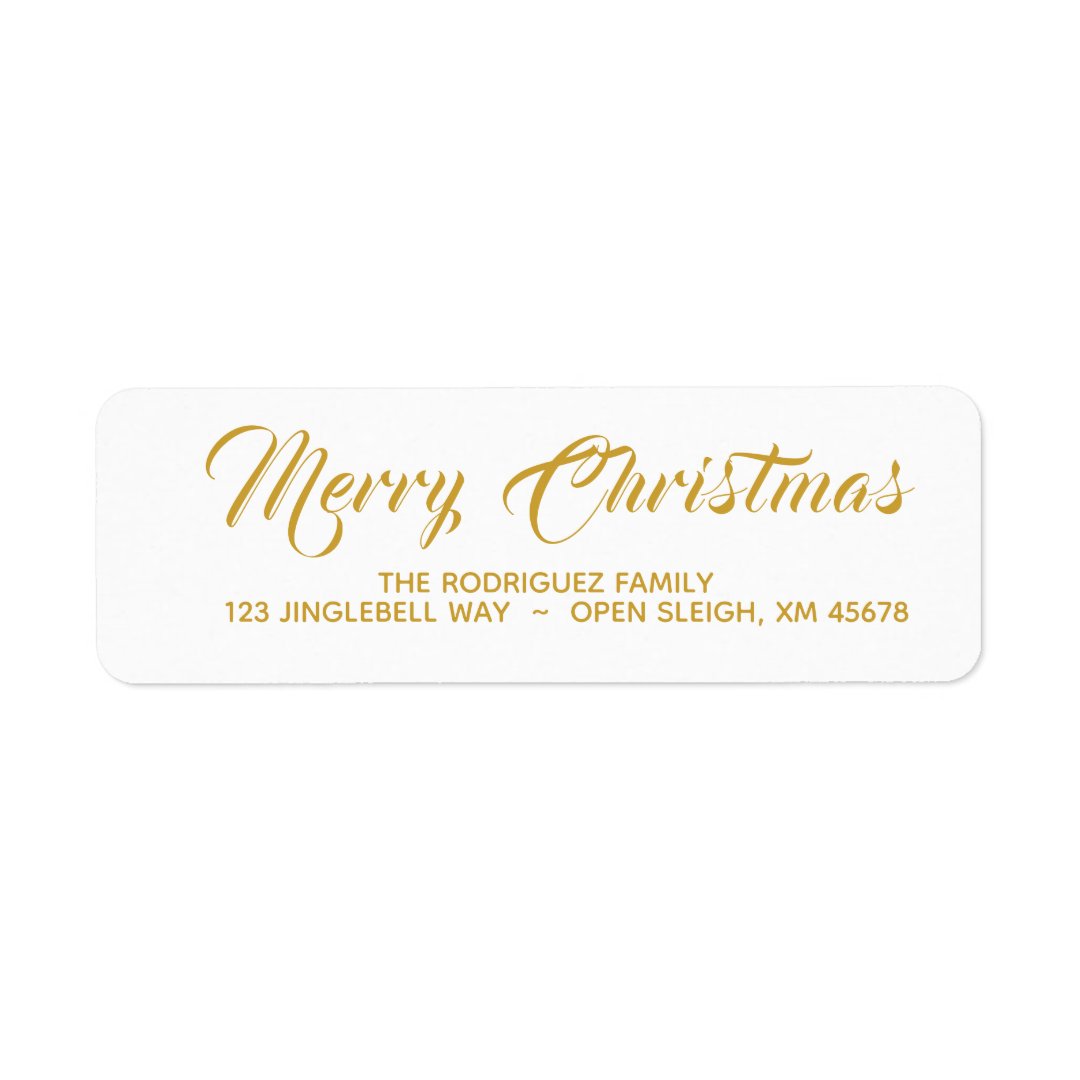 Simple Gold Christmas Address Labels Personalized | Zazzle
