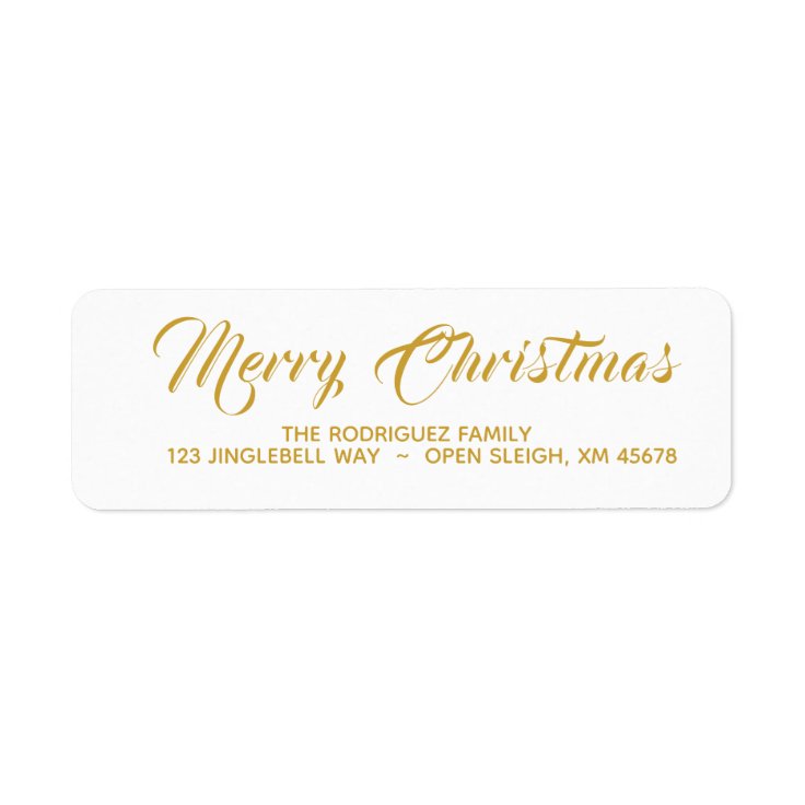 Simple Gold Christmas Address Labels Personalized | Zazzle