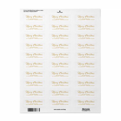Simple Gold Christmas Address Labels Personalized | Zazzle