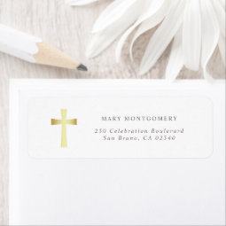 Simple Gold Cross Christian Return Address Label | Zazzle