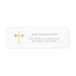 Simple Gold Cross Christian Return Address Label | Zazzle