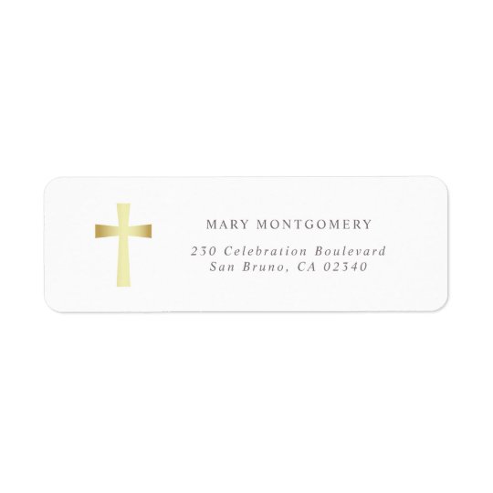 Simple Gold Cross Christian Return Address Label | Zazzle.com