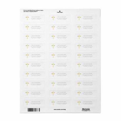 Simple Gold Cross Christian Return Address Label | Zazzle