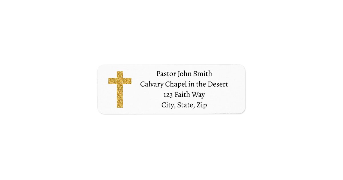 Simple Gold Cross Church Pastor Return Address Label | Zazzle