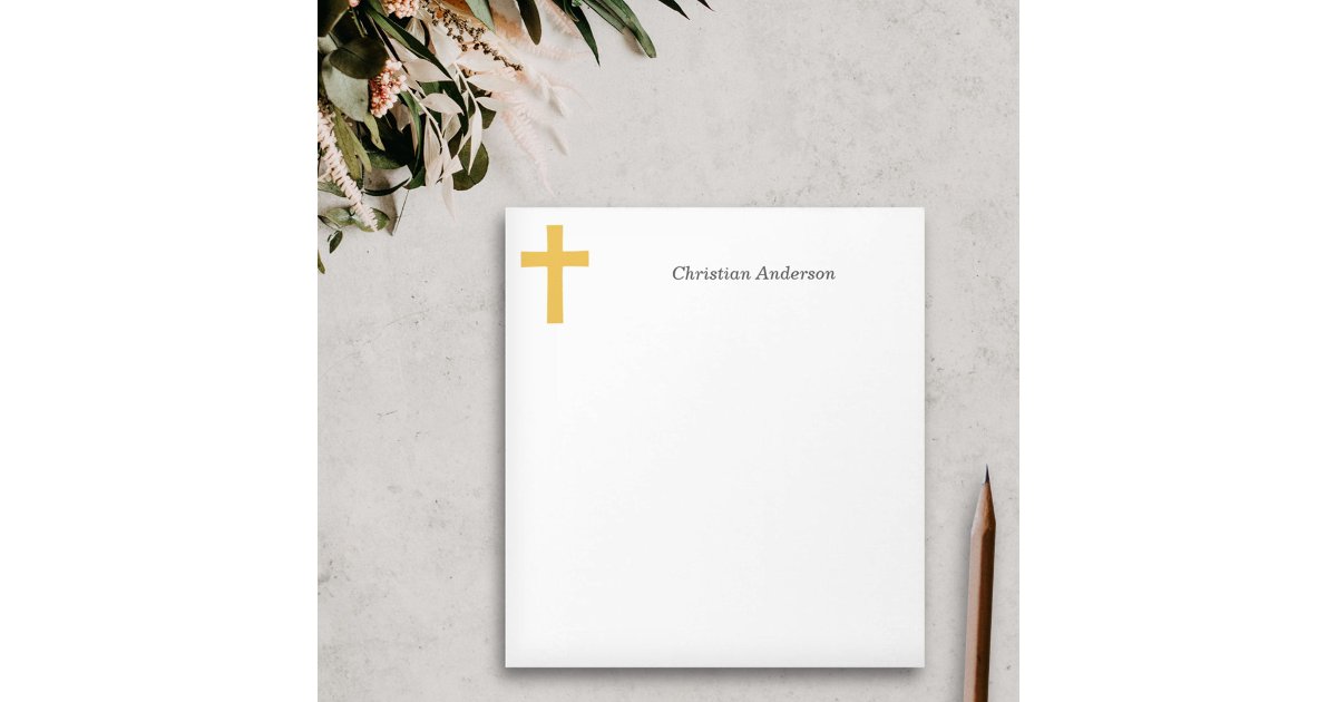 Simple Gold Cross Notepad | Zazzle