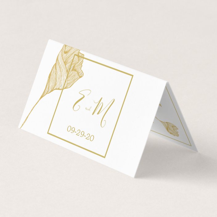 Simple Gold Floral Modern Wedding Table Card | Zazzle.com