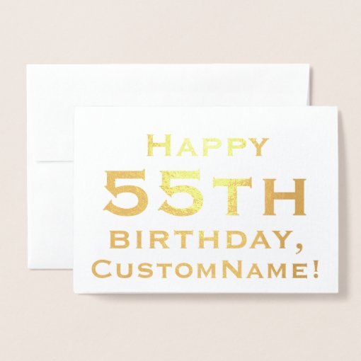 Simple Gold Foil 55th Birthday Greeting Card | Zazzle
