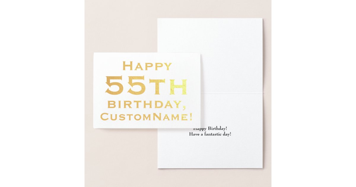 Simple Gold Foil 55th Birthday Greeting Card | Zazzle
