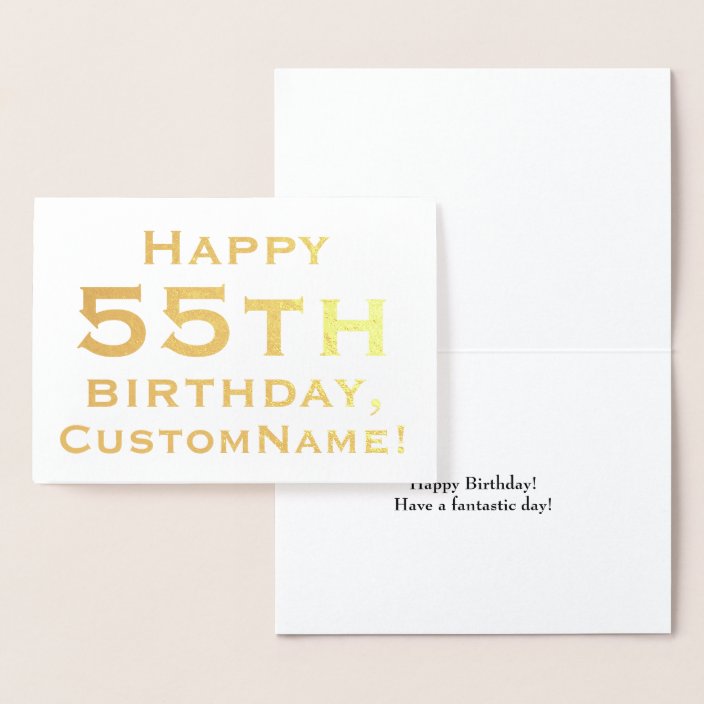 Simple Gold Foil 55th Birthday Greeting Card | Zazzle.com