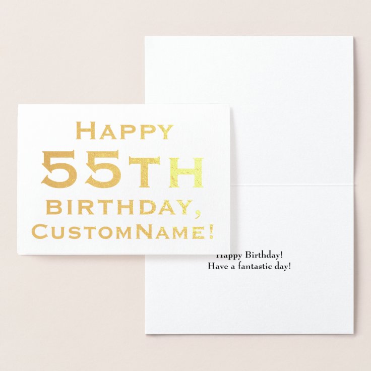 Simple Gold Foil 55th Birthday Greeting Card | Zazzle