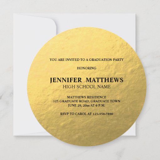 Simple Gold Foil | Graduation Party Invitation | Zazzle