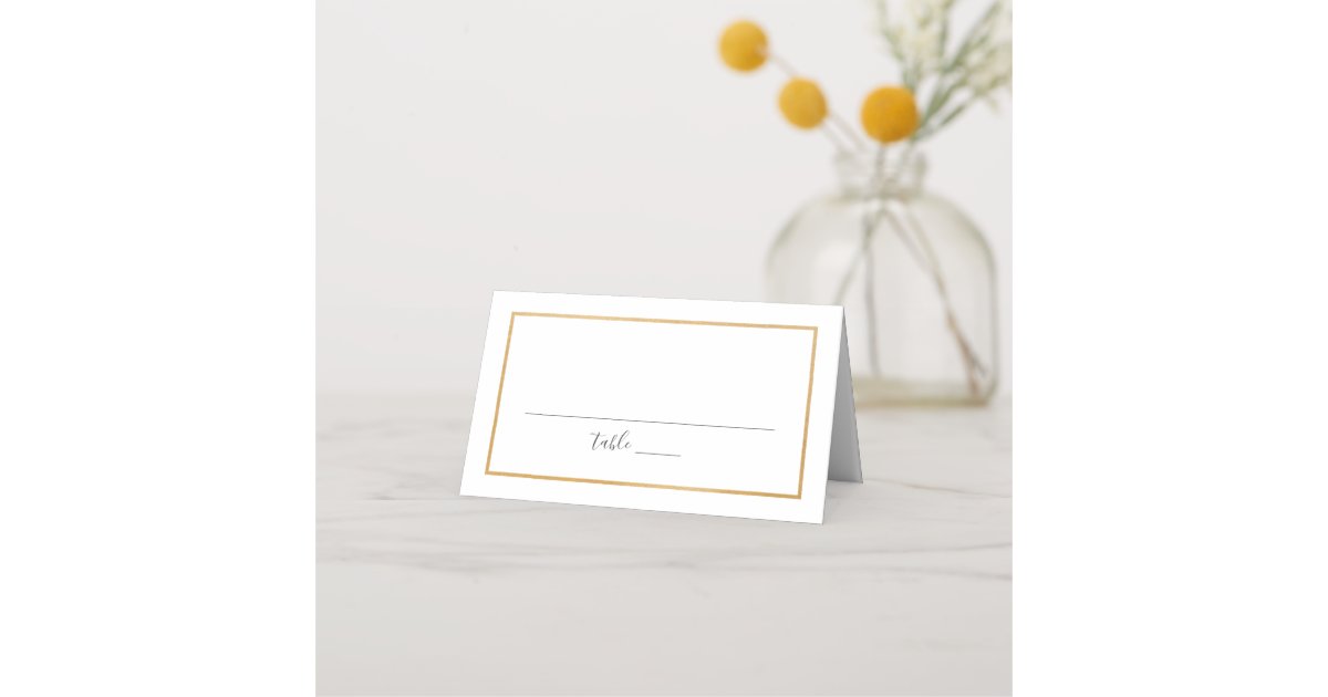 Simple Gold Frame Wedding Reception Place Card | Zazzle