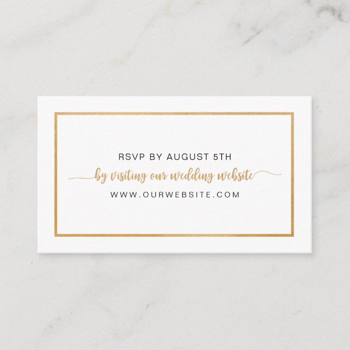 Simple Gold Frame wedding RSVP online card | Zazzle.com