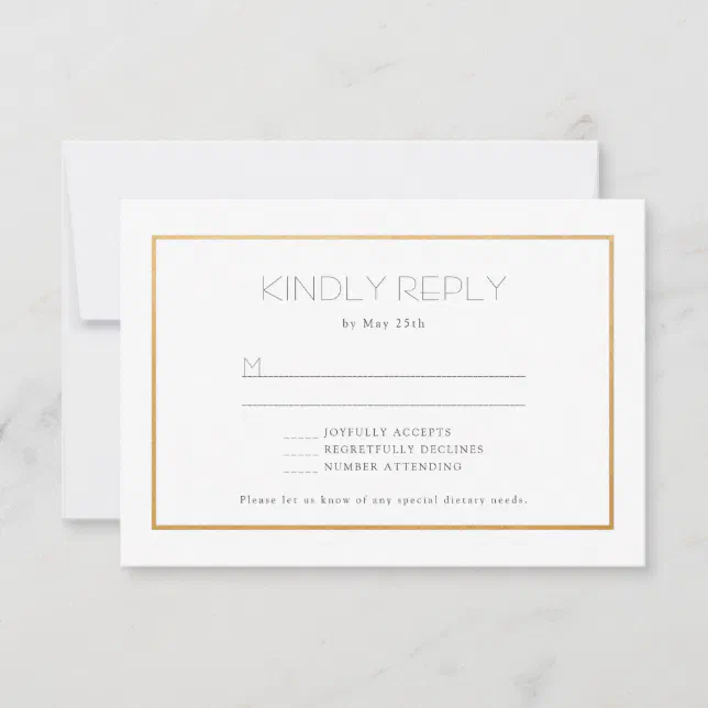 Simple Gold Frame wedding rsvp reply card - buffet | Zazzle