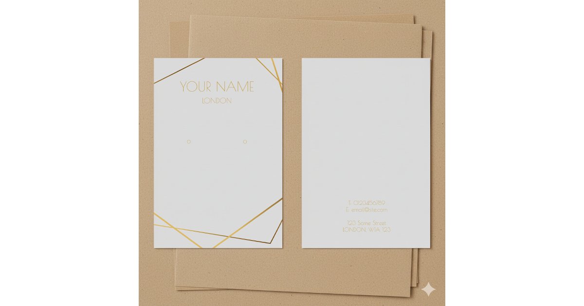 Simple gold geometric light earring display card | Zazzle