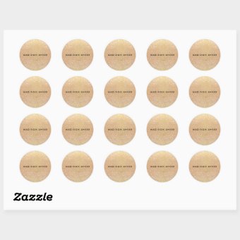 Simple Gold Glitter Classic Round Sticker | Zazzle