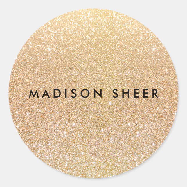 Simple Gold Glitter Classic Round Sticker | Zazzle