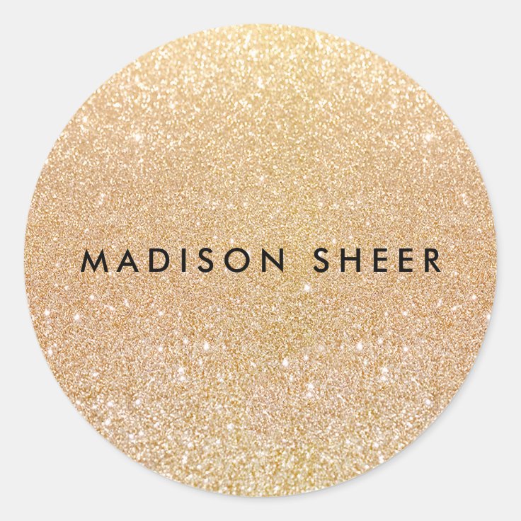 Simple Gold Glitter Classic Round Sticker | Zazzle