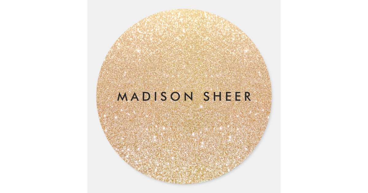 Simple Gold Glitter Classic Round Sticker | Zazzle