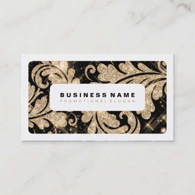 Simple Gold Glitter Swirls Business Card | Zazzle