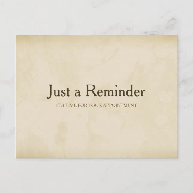 Simple Gold Grunge Modern Appointment Reminder Postcard | Zazzle