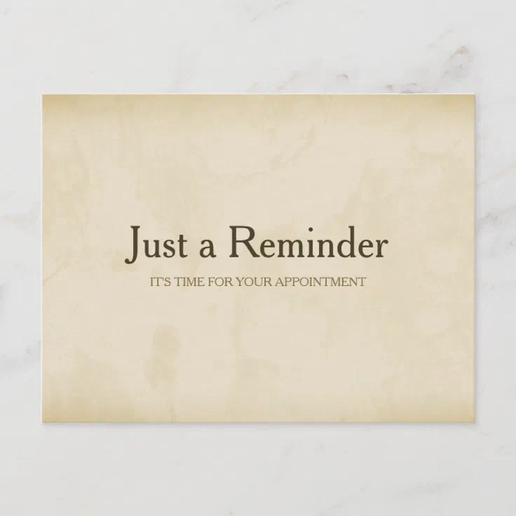 Simple Gold Grunge Modern Appointment Reminder Postcard | Zazzle