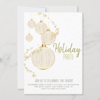 Simple gold holiday christmas party invitation | Zazzle