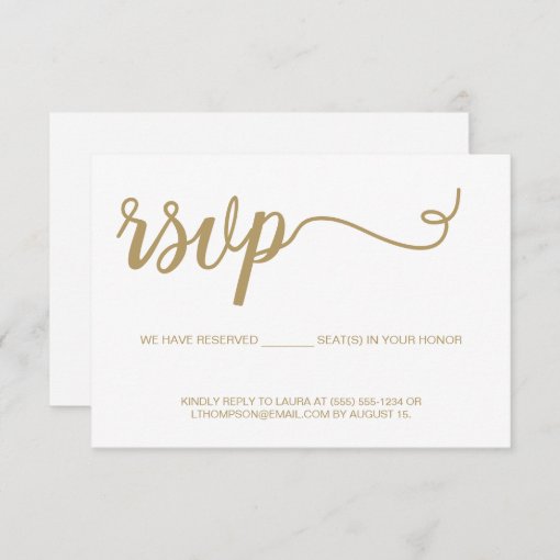 Simple Gold Hue Script Elegant RSVP Card | Zazzle