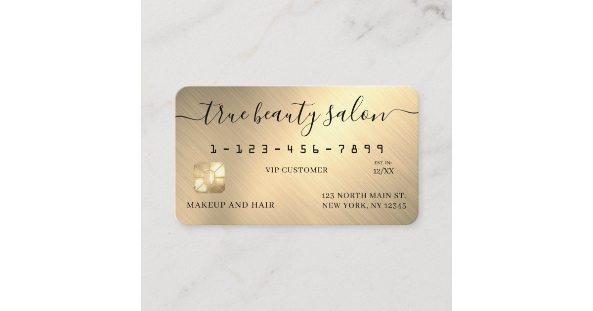 Simple Gold Metallic Signature Script Credit Card | Zazzle