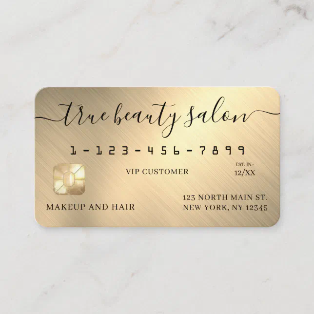 Simple Gold Metallic Signature Script Credit Card | Zazzle