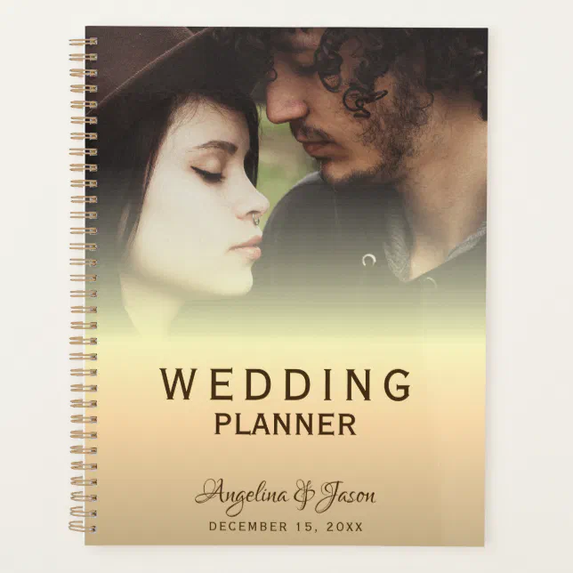Simple Gold Photo Wedding Planner | Zazzle