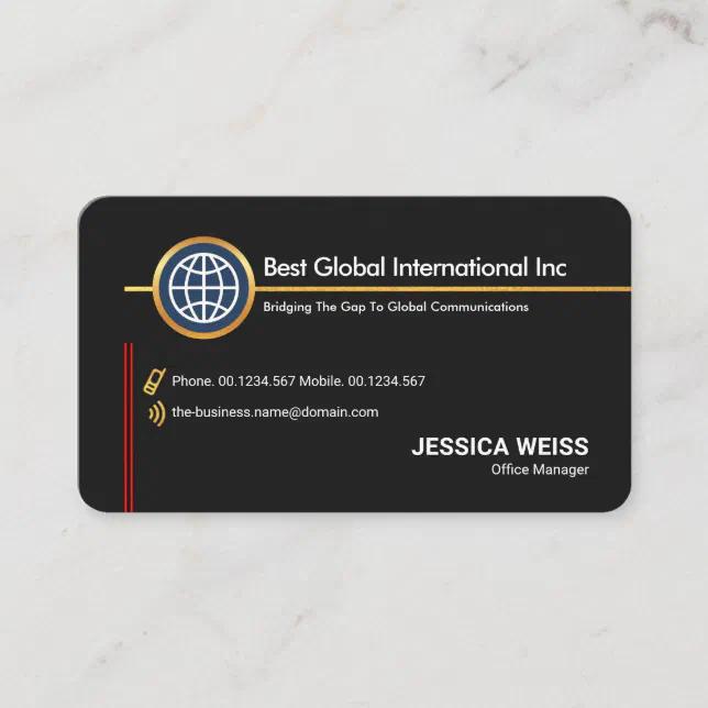 Simple Gold Red Line Founder Owner Startup Business Card | Zazzle