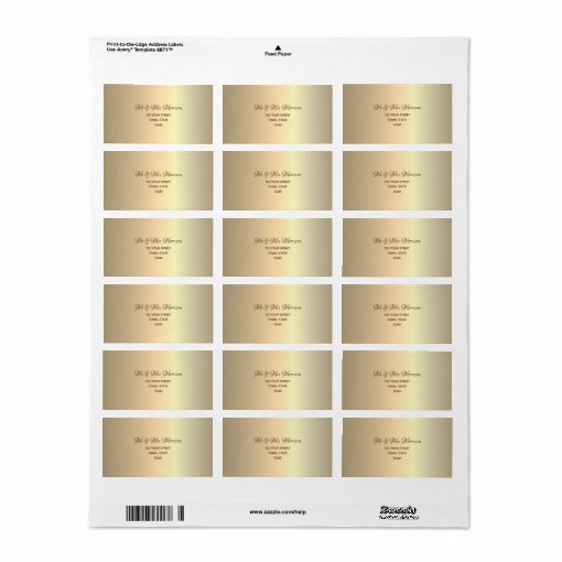 Simple Gold Return Address Label | Zazzle