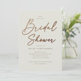Simple Gold Script Bridal Shower Invitation | Zazzle