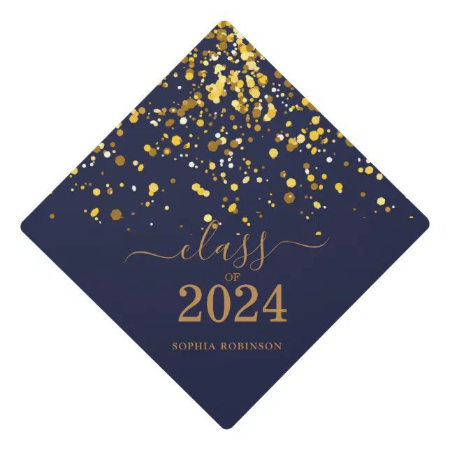 Simple Gold Script Modern Graduation Cap Topper | Zazzle