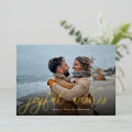 Simple Gold Script Overlay Joyful Wishes Photo Foil Holiday Card | Zazzle