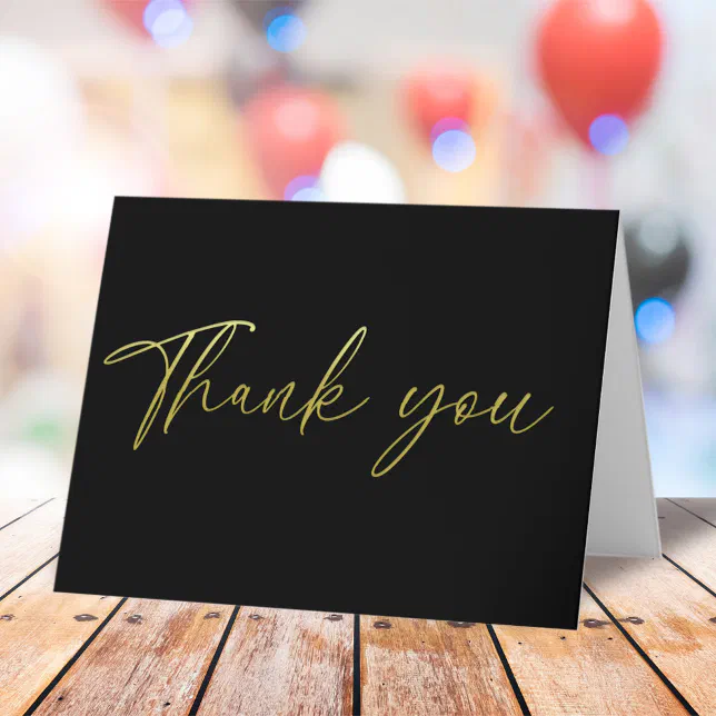Simple Gold Thank You Calligraphy Script Black | Zazzle
