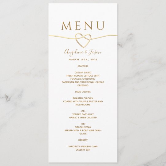 Simple Gold Wedding Menu | Zazzle.com