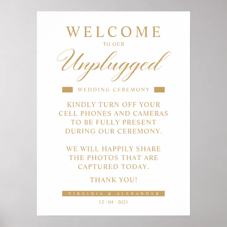 Simple Golden Effect Minimalist Unplugged Quote Poster | Zazzle