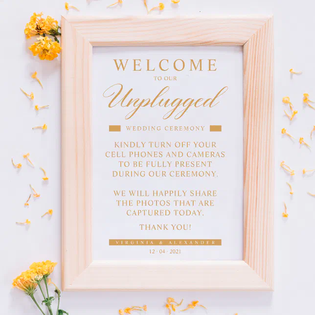 Simple Golden Effect Minimalist Unplugged Quote Poster | Zazzle