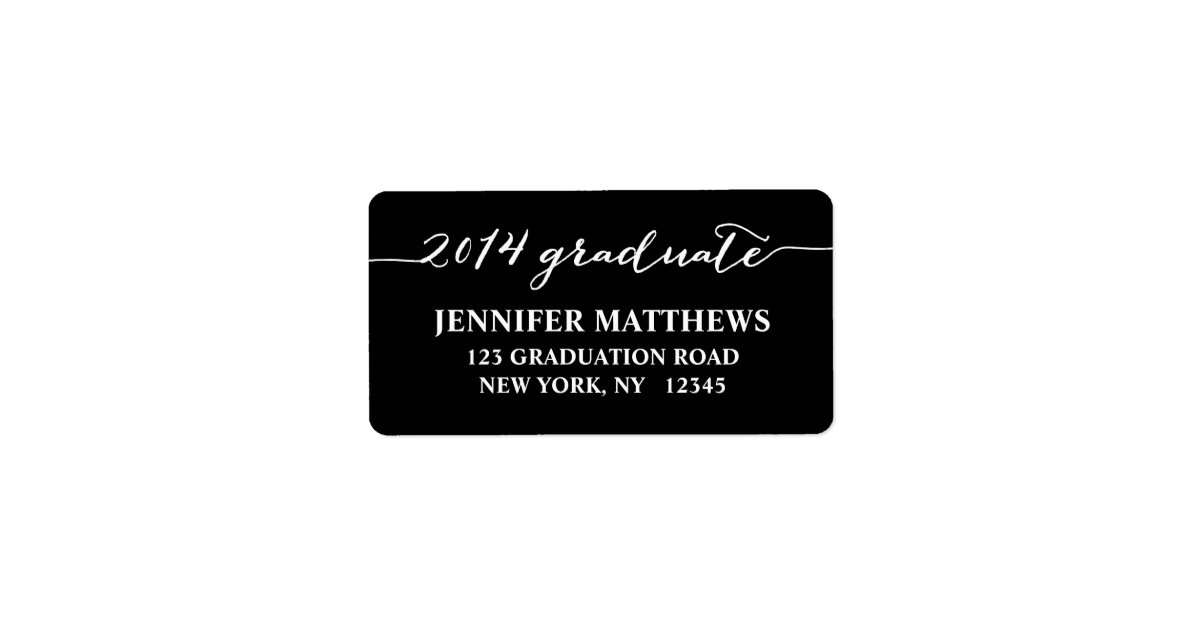 Simple Grad Black Graduation Address Label | Zazzle