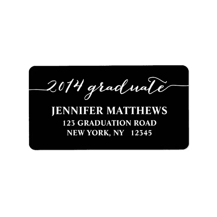 Simple Grad Black Graduation Address Label | Zazzle