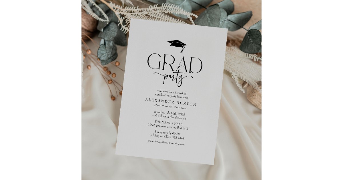 Simple GRAD Party Graduation Invitation | Zazzle