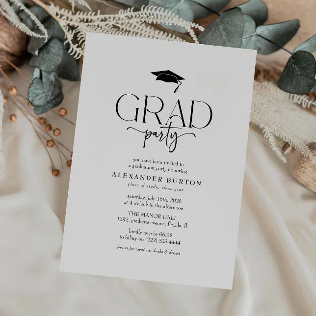 Simple GRAD Party Graduation Invitation | Zazzle