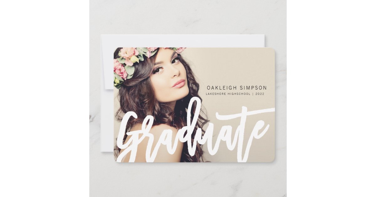 Simple Grad Script Graduation Announcement | Zazzle