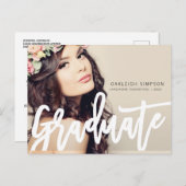 Simple Grad Script Graduation Announcement Postcard | Zazzle