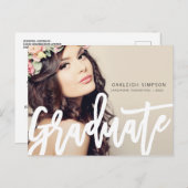 Simple Grad Script Graduation Announcement Postcard | Zazzle